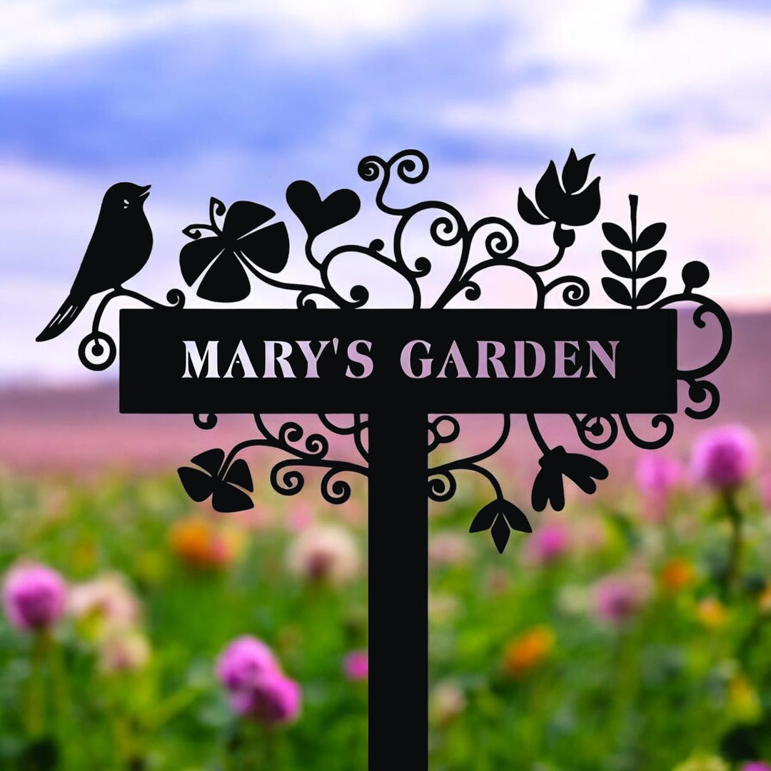 Custom Garden Signs With Stakes,metal Bird Garden Signs,garden Name ...