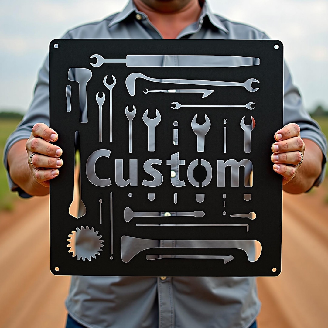 Personalized Wrench Tool Sign, Dad Garage Wrench Metal Sign, Free ...