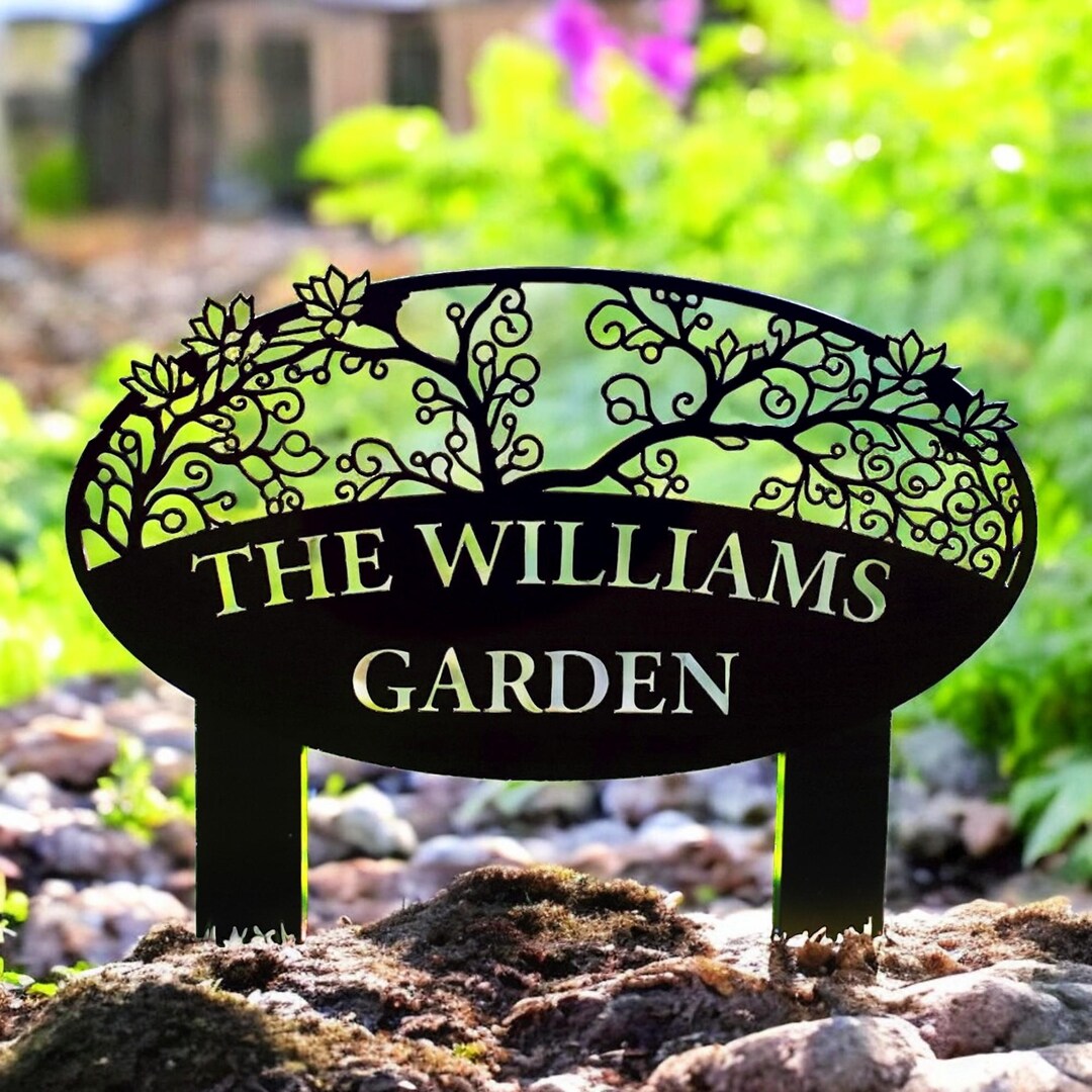 Personalized Floral Metal Garden Sign With Stake,custom Garden Decor ...