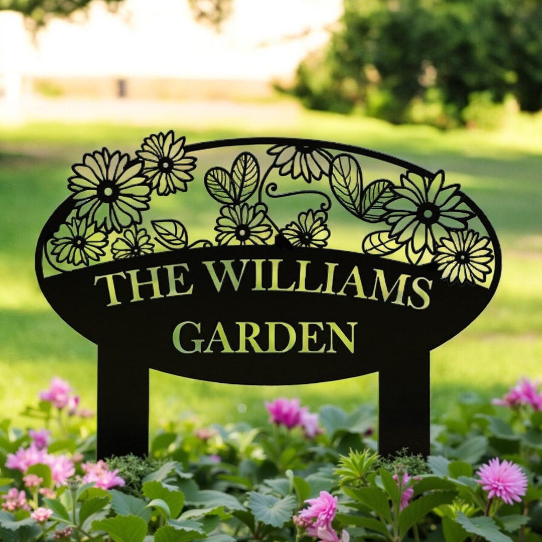 Custom Metal Garden Sign, Flowers Metal Sign, Outdoor Metal Sign ...