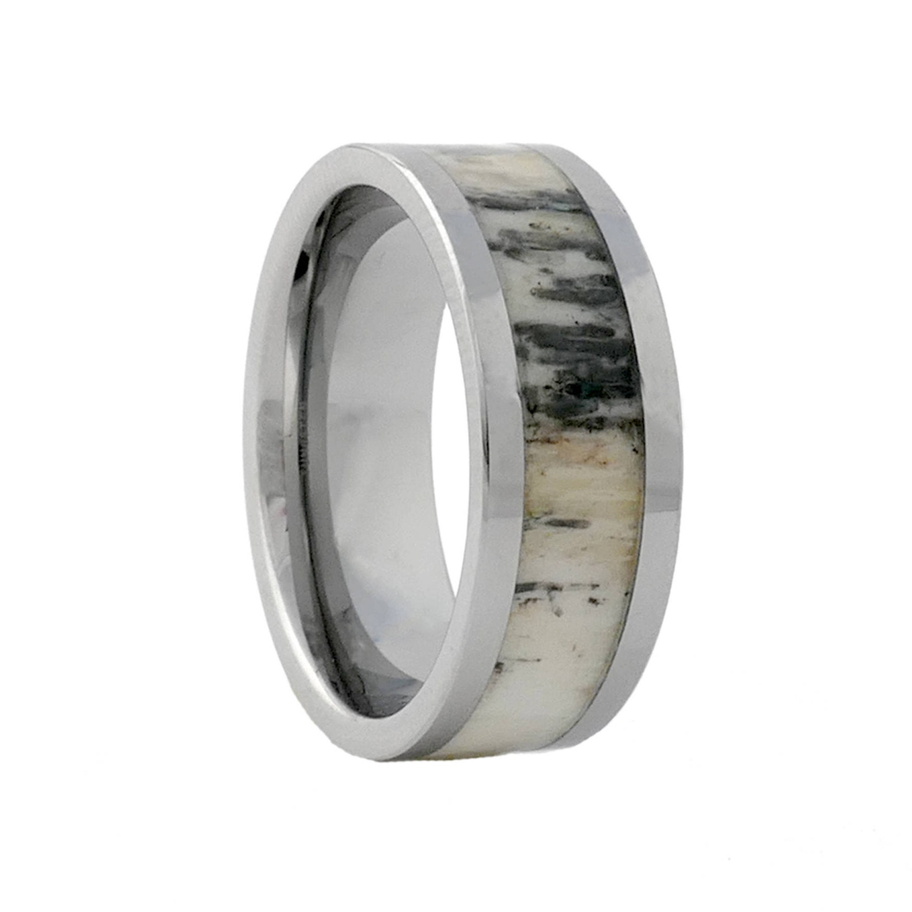 Antler Ring Made With Real Deer Antler Inlay in Tungsten Size - Etsy