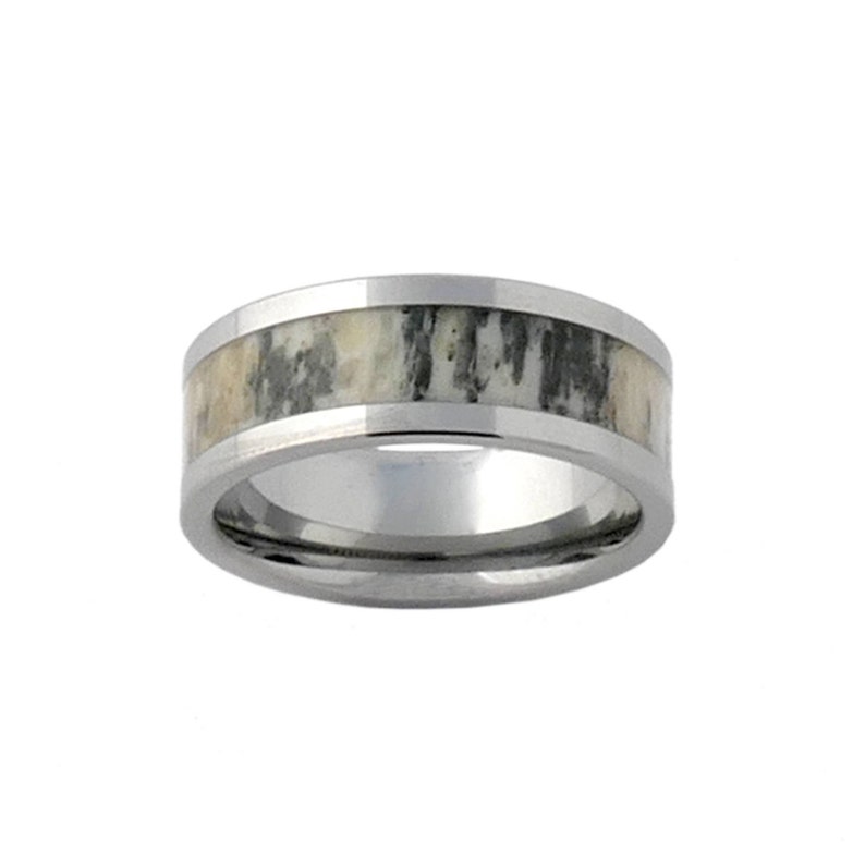 Antler Ring Made With Real Deer Antler Inlay in Tungsten Size - Etsy