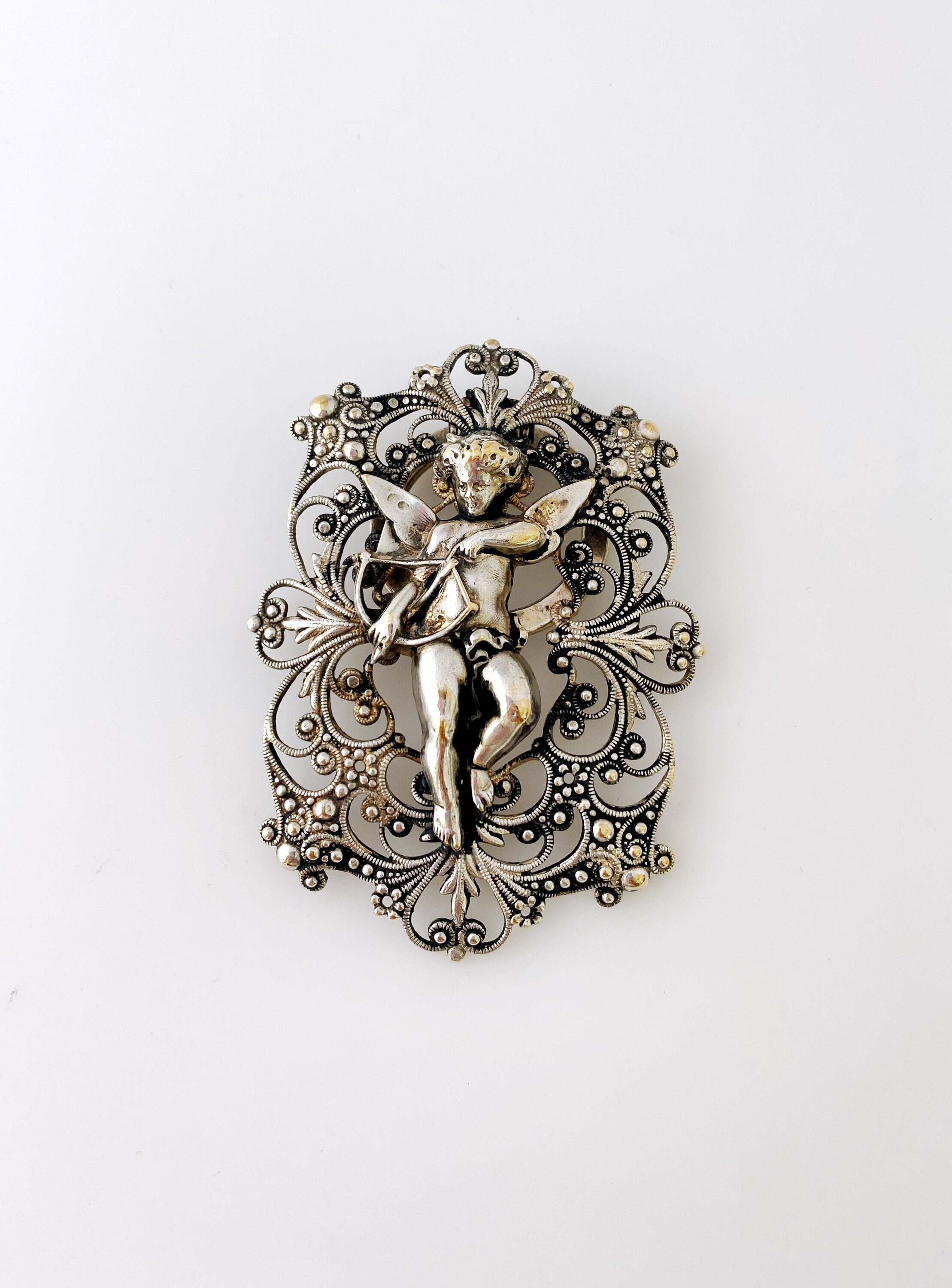 Vintage Victorian Revival Cupid Scarf Pin. Ornate Detailed Jewelry ...