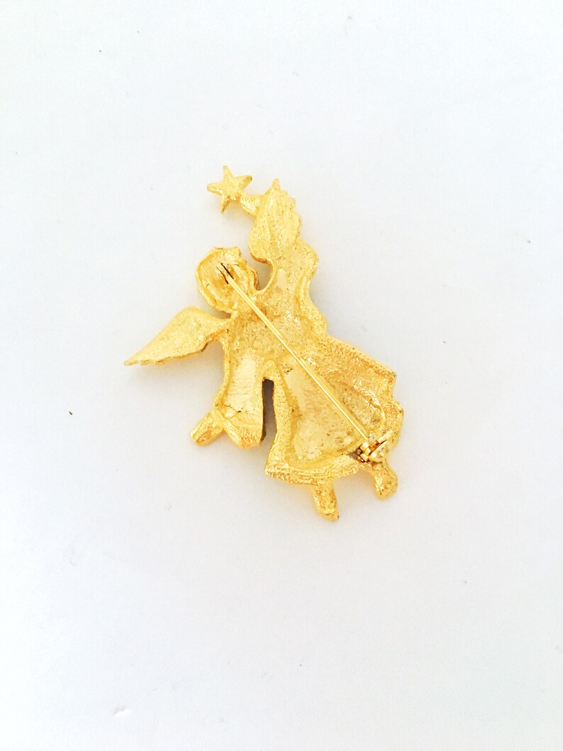 Christmas Brooch. Blue and Gold Enameled Angel Holding a Star. - Etsy