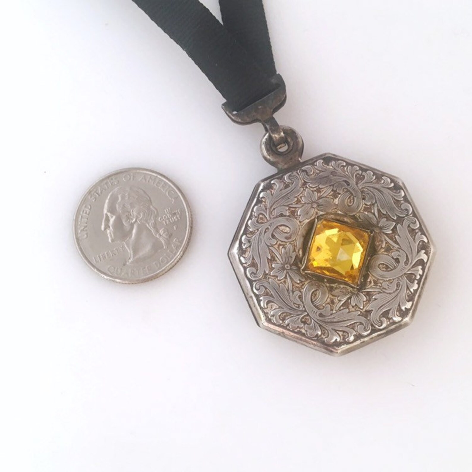 Antique Edwardian silver slide locket. Hexagon shape with | Etsy