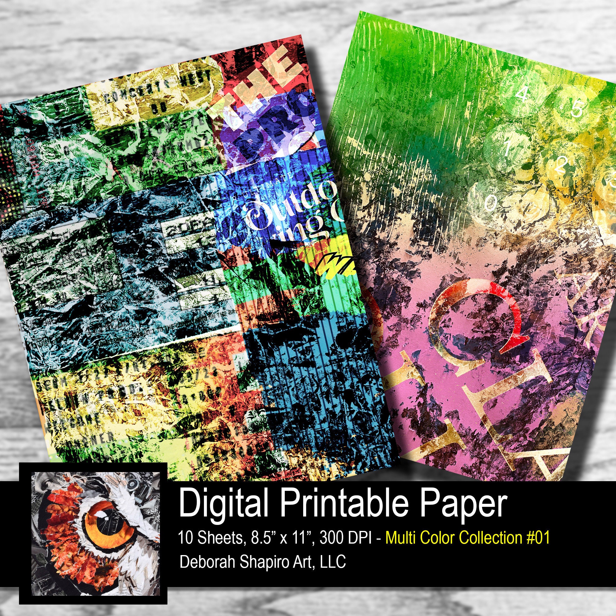 Colorful Digital Paper, Instant Download, Printable, for Collage ...