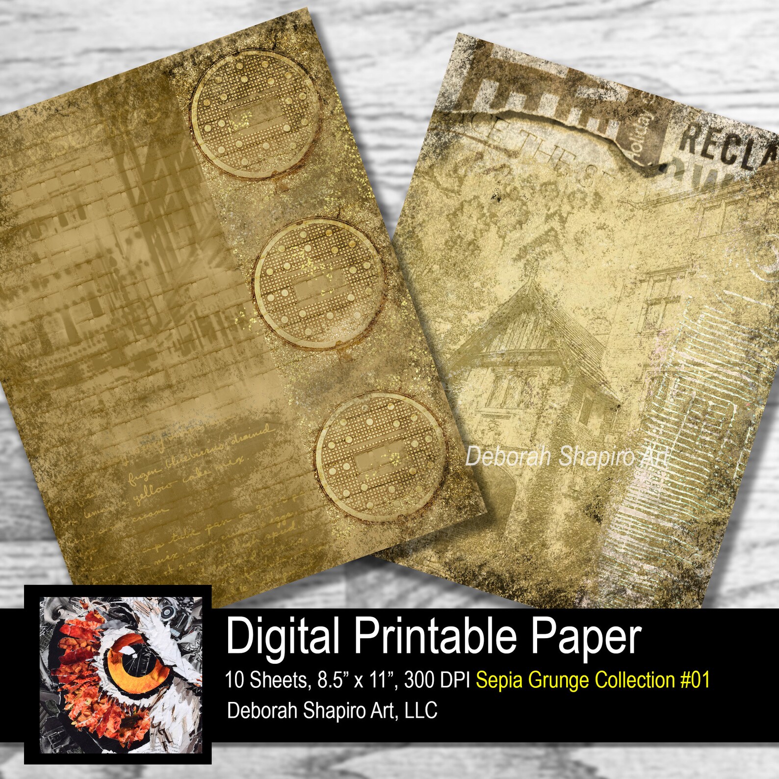 Sepia Grunge Digital Paper, Instant Download, Printable Collage ...