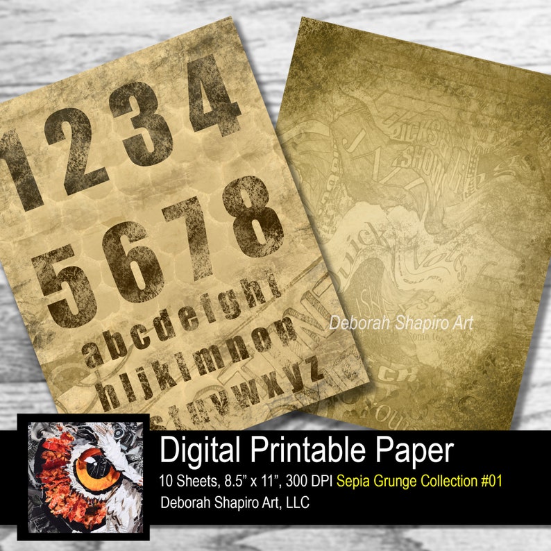 Sepia Grunge Digital Paper, Instant Download, Printable Collage ...