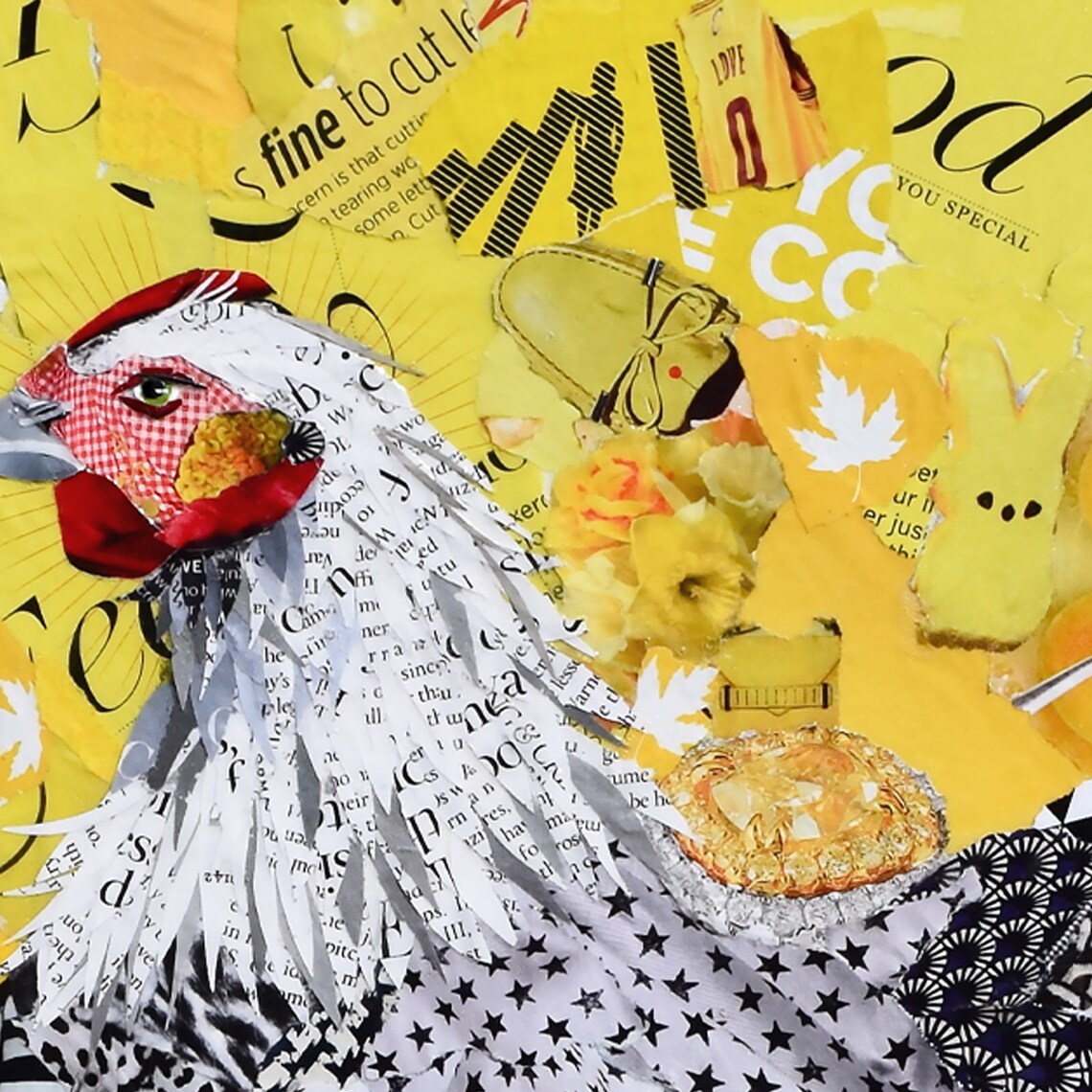 Hen, Chicken, Print, Farm Animals, Collage Art, Limited Edition ...
