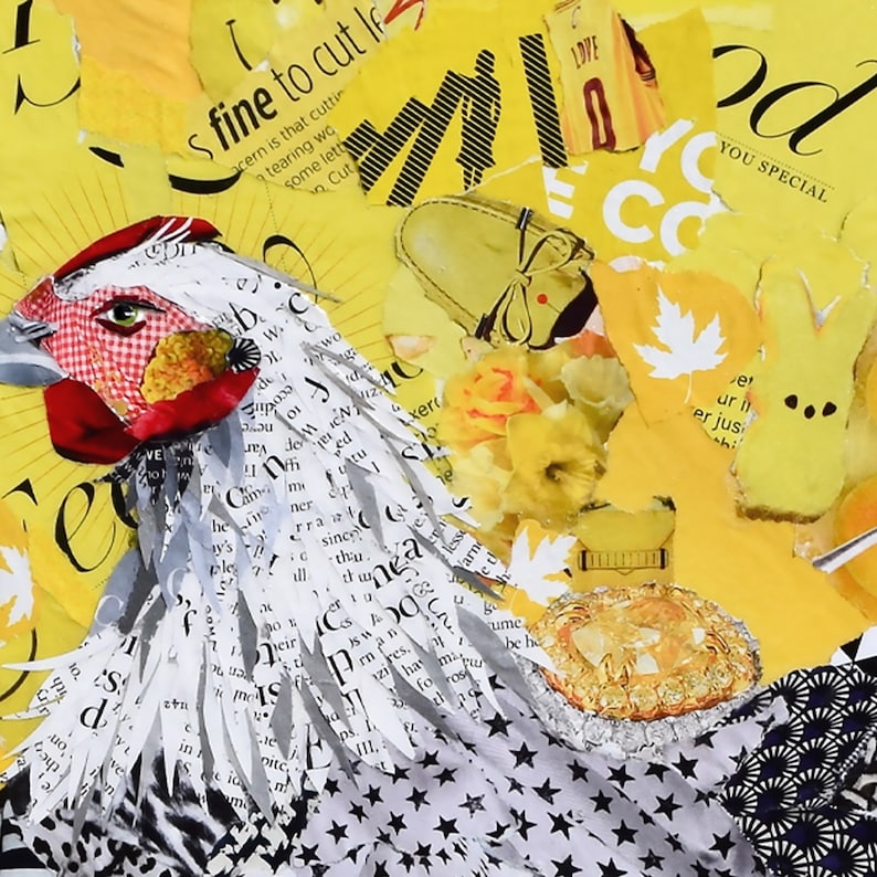 Hen, Chicken, Print, Farm Animals, Collage Art, Limited Edition ...