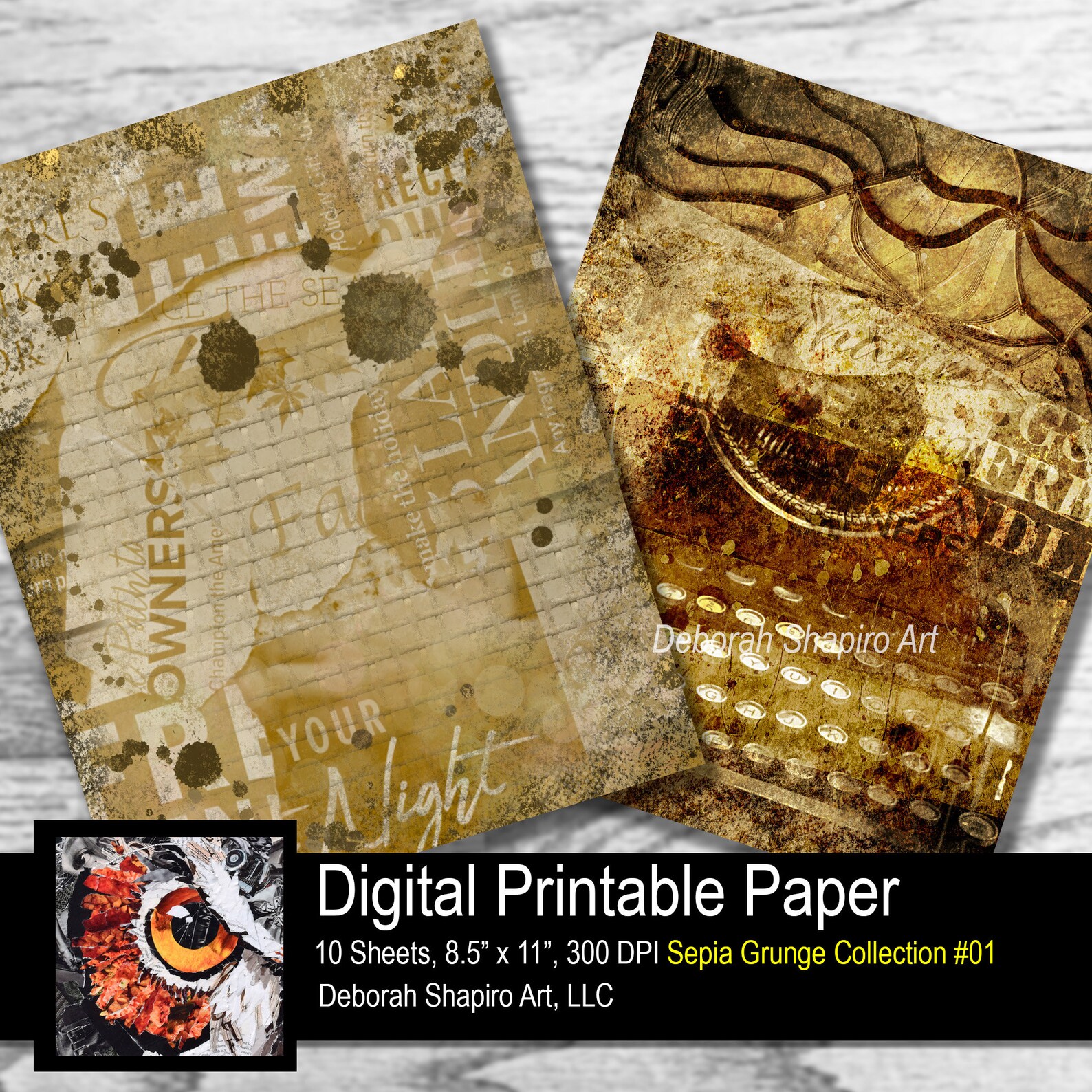 Sepia Grunge Digital Paper, Instant Download, Printable Collage ...