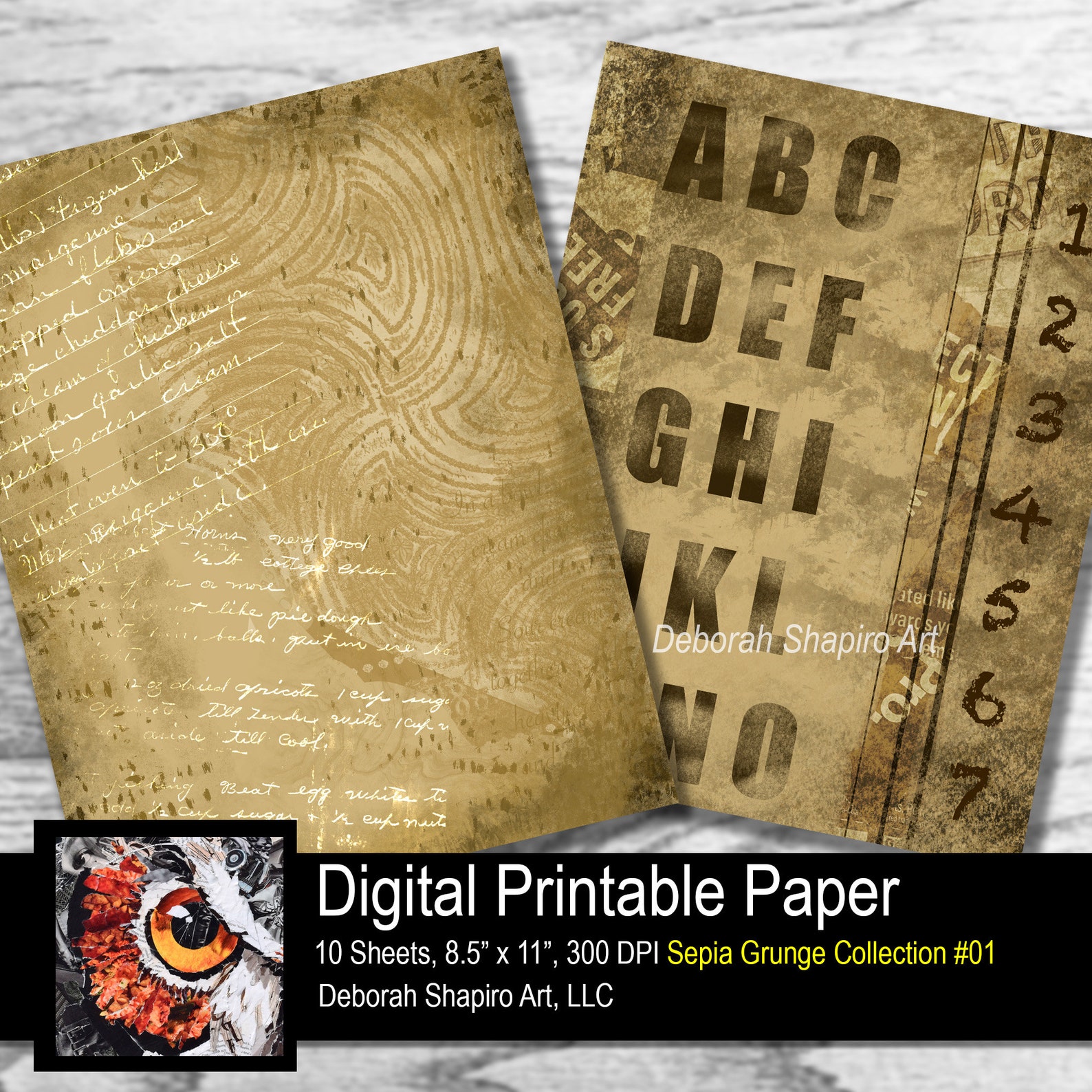Sepia Grunge Digital Paper, Instant Download, Printable Collage ...