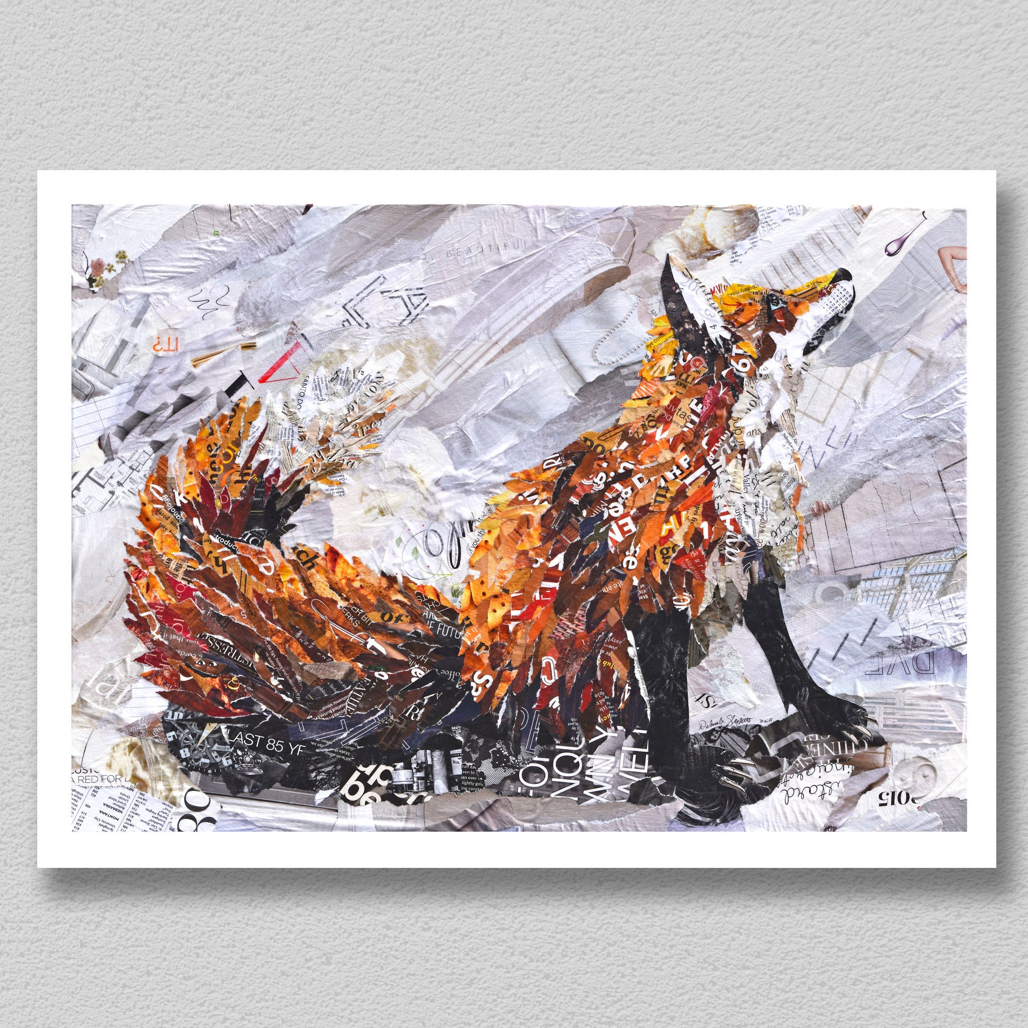 Fox Wildlife Collage Art Giclee Print From Torn Paper - Etsy