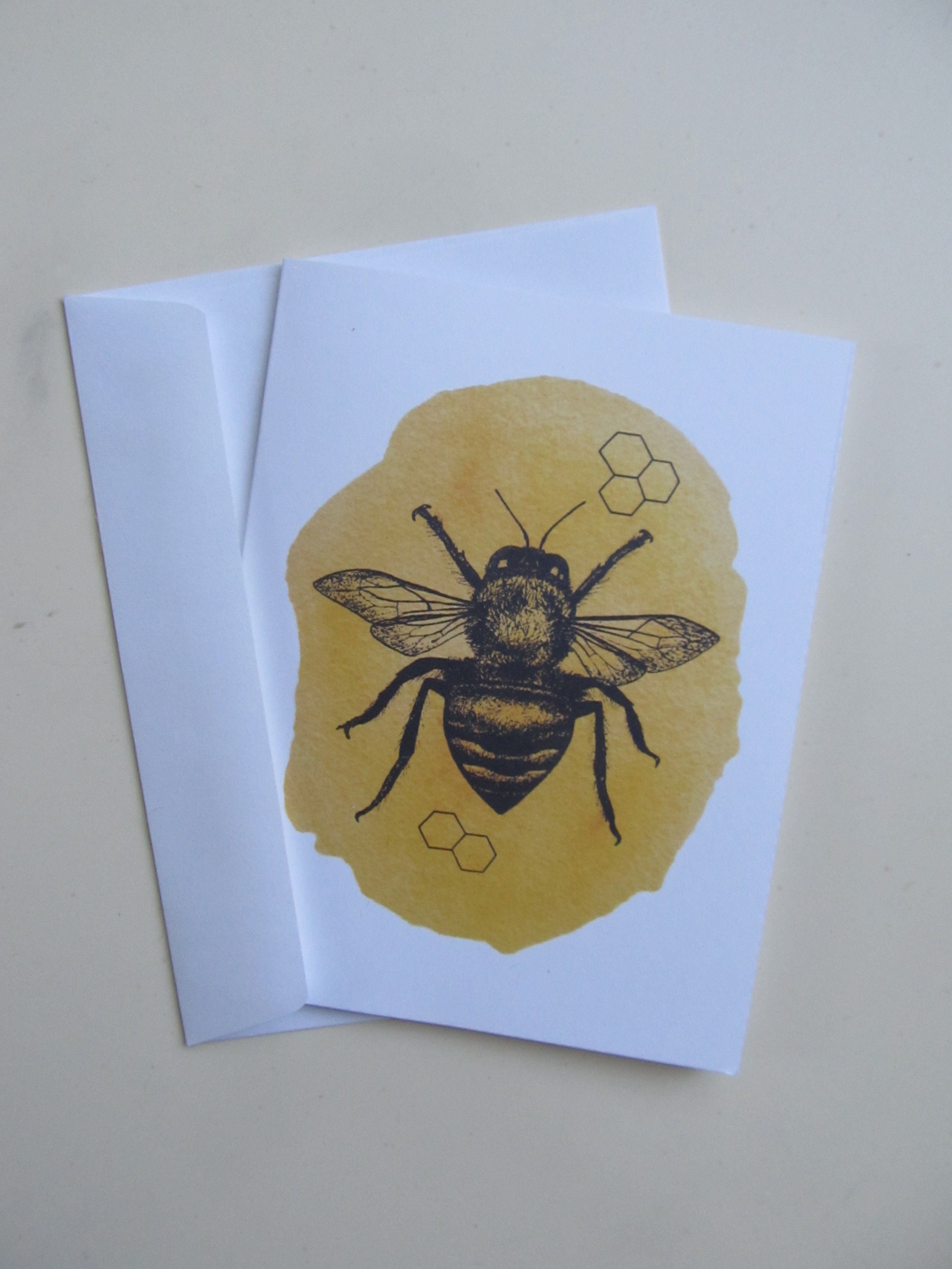 Watercolor Bee Note Cards Set of 4 With Envelopes - Etsy