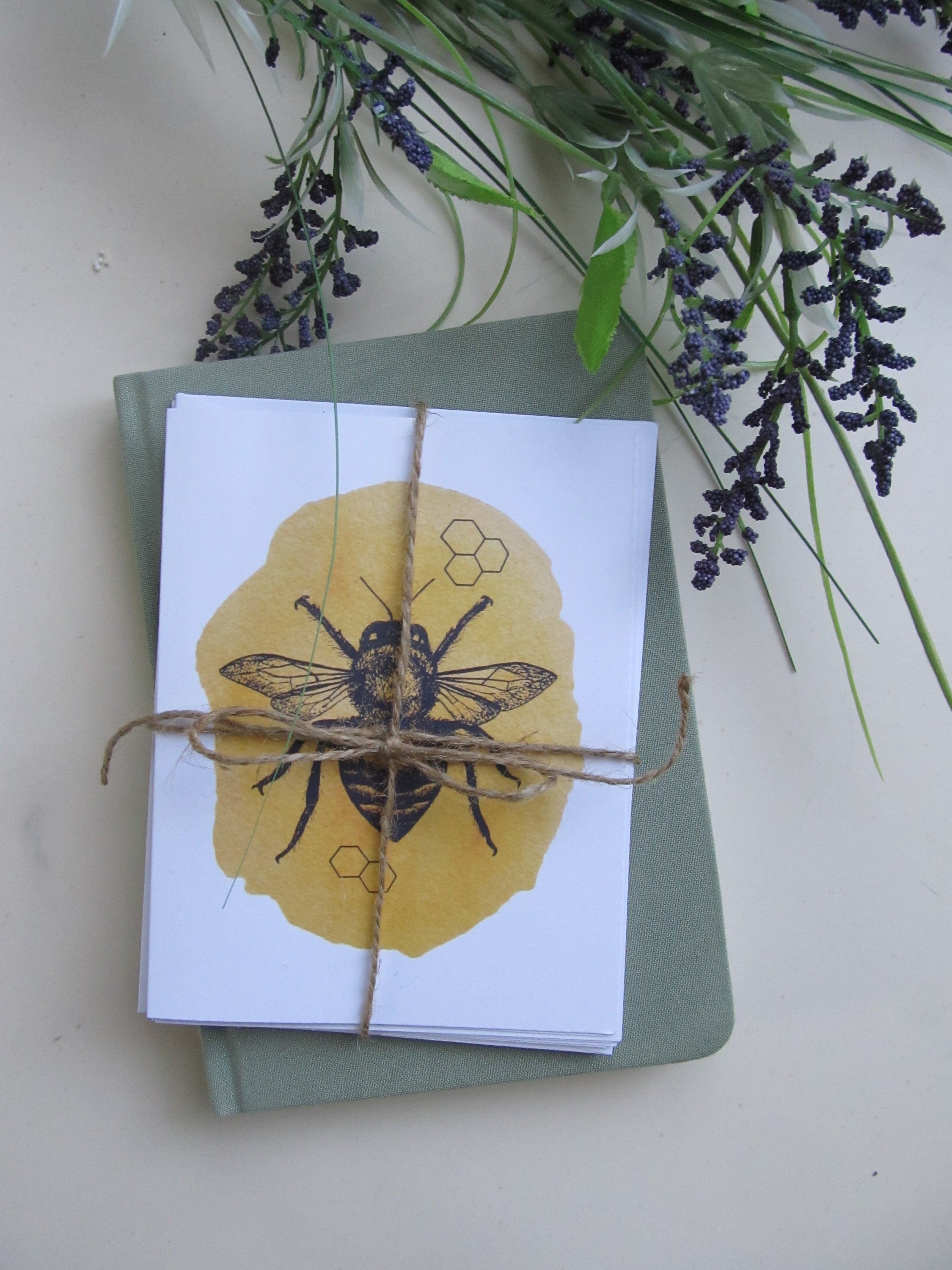 Watercolor Bee Note Cards Set of 4 With Envelopes - Etsy
