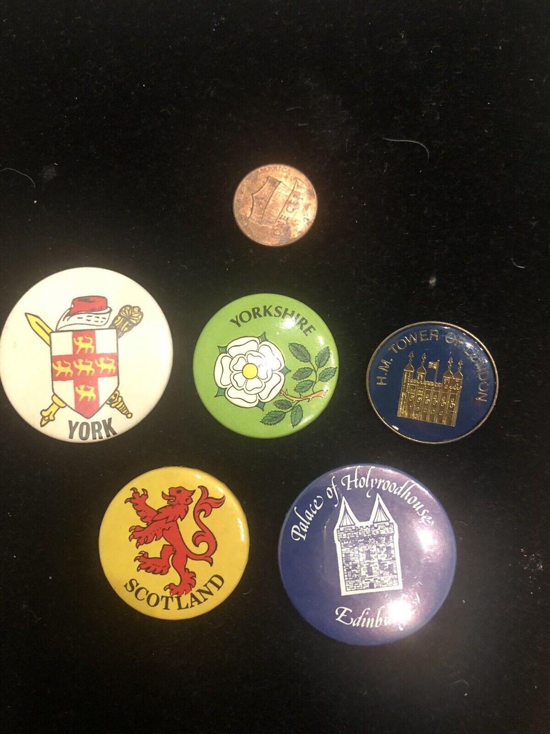 Collection Lot of 5 Vintage UK Souvenir Badge Pins Scotland York ...