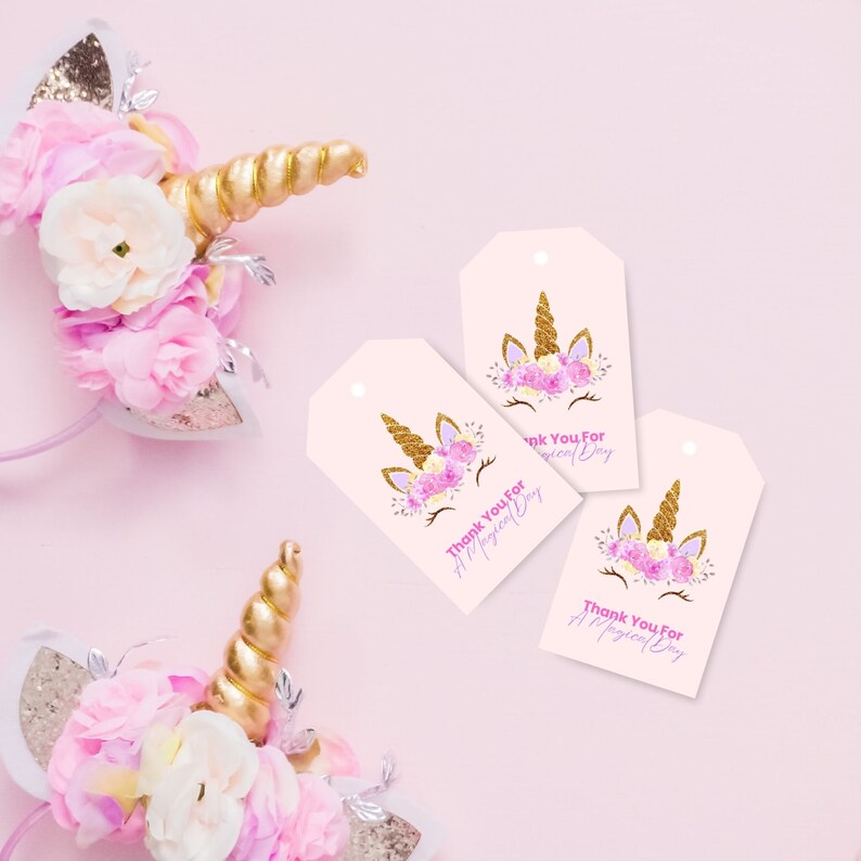 Unicorn Party Gift Tag, Unicorn Thank You Tag, Thanks for A Magical Day ...