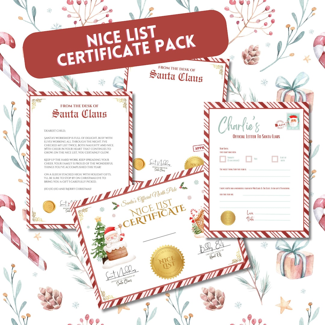 Editable Nice List Certificate | Christmas Wish List | Editable Letter ...
