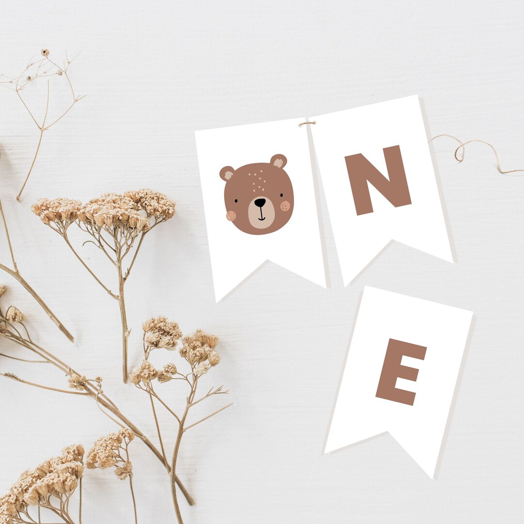 Bear Happy Birthday Banner, Beary First Birthday Banner, Beary 1st ...