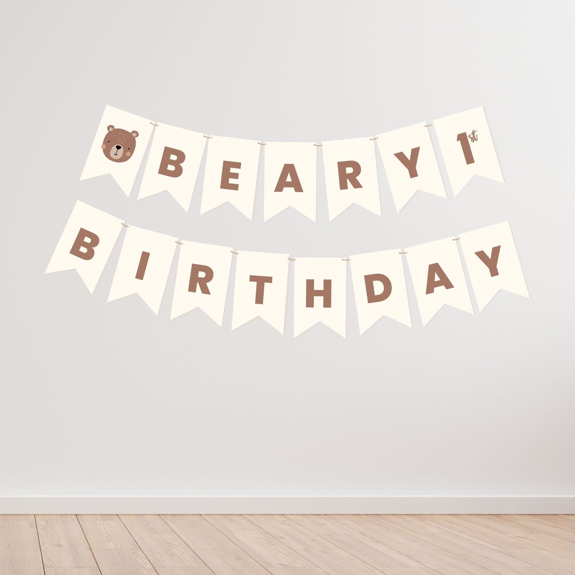 Bear Happy Birthday Banner, Beary First Birthday Banner, Beary 1st ...