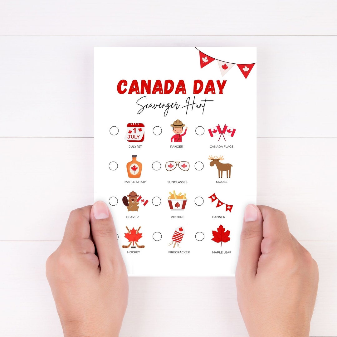 Canada Day Scavenger Hunt Game, Kids Canada Day Game, Printable ...