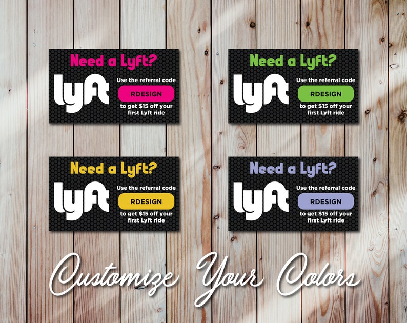 Lyft Referral Business Card Lyft Code Card Lyft Business | Etsy