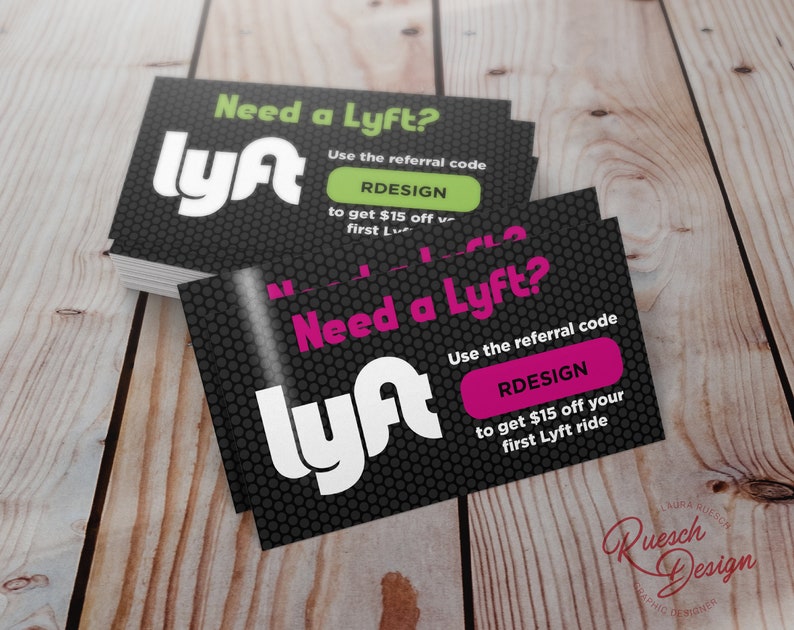 Lyft Referral Business Card Lyft Code Card Lyft Business | Etsy