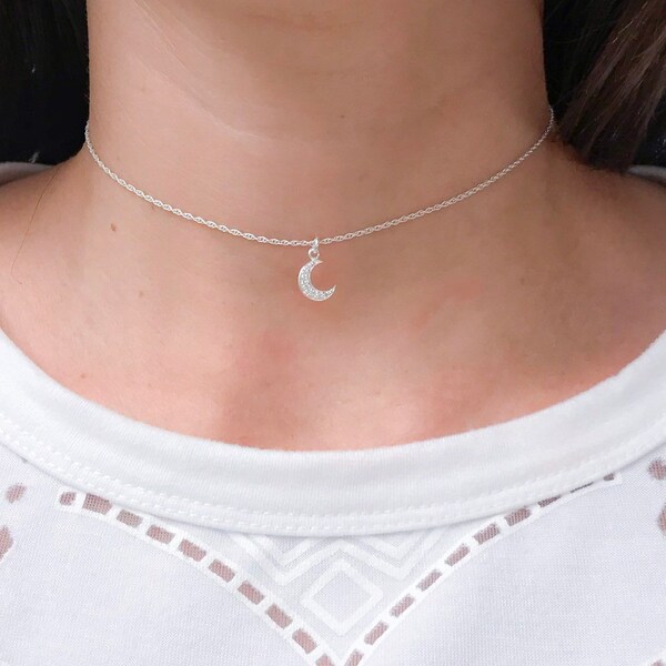 Silver Moon Necklace - Etsy