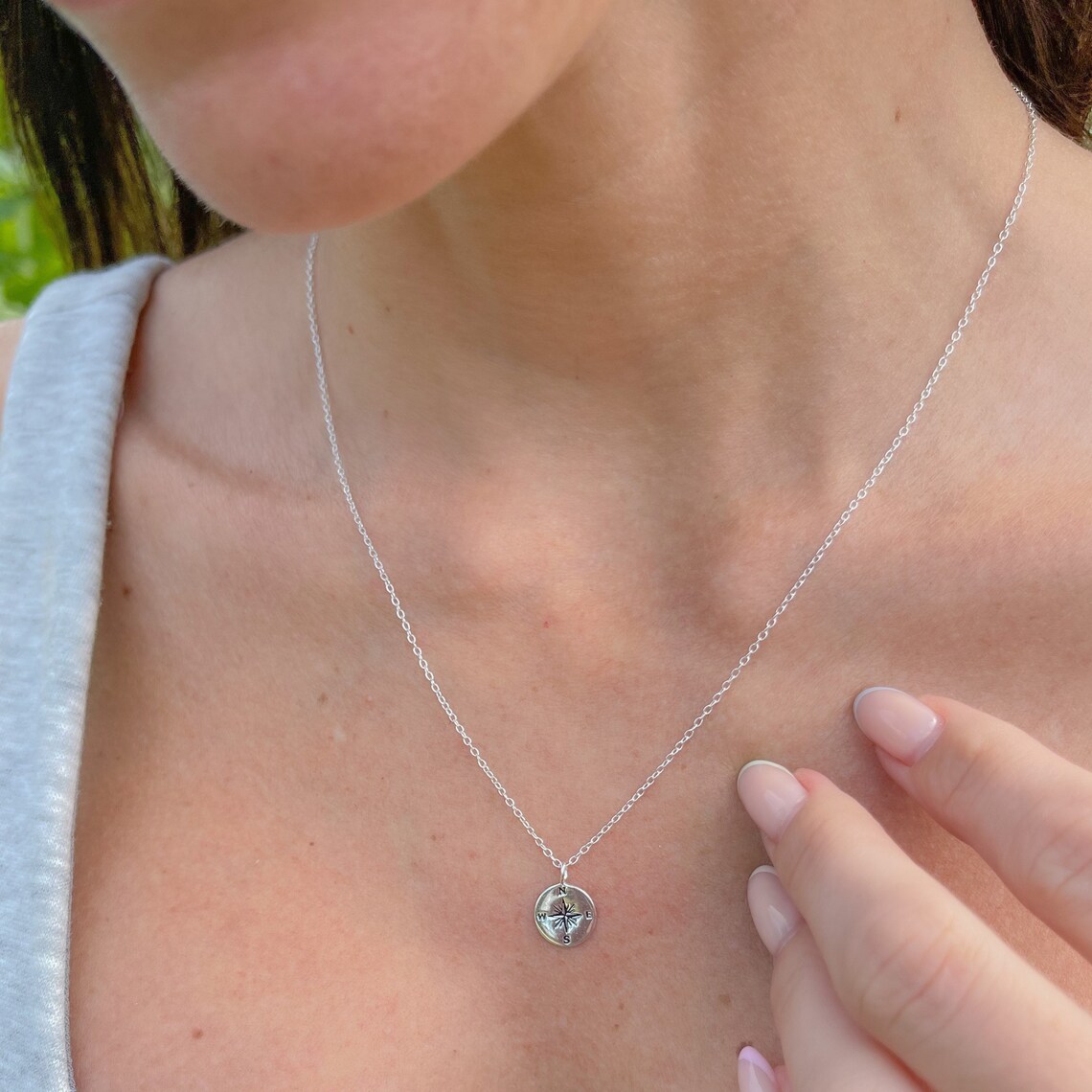 Silver Compass Necklace Silver Compass Pendant Necklace - Etsy