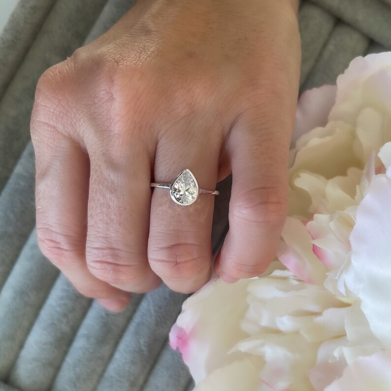 Tear Drop Ring Ring for Women Sterling Silver Ring - Etsy