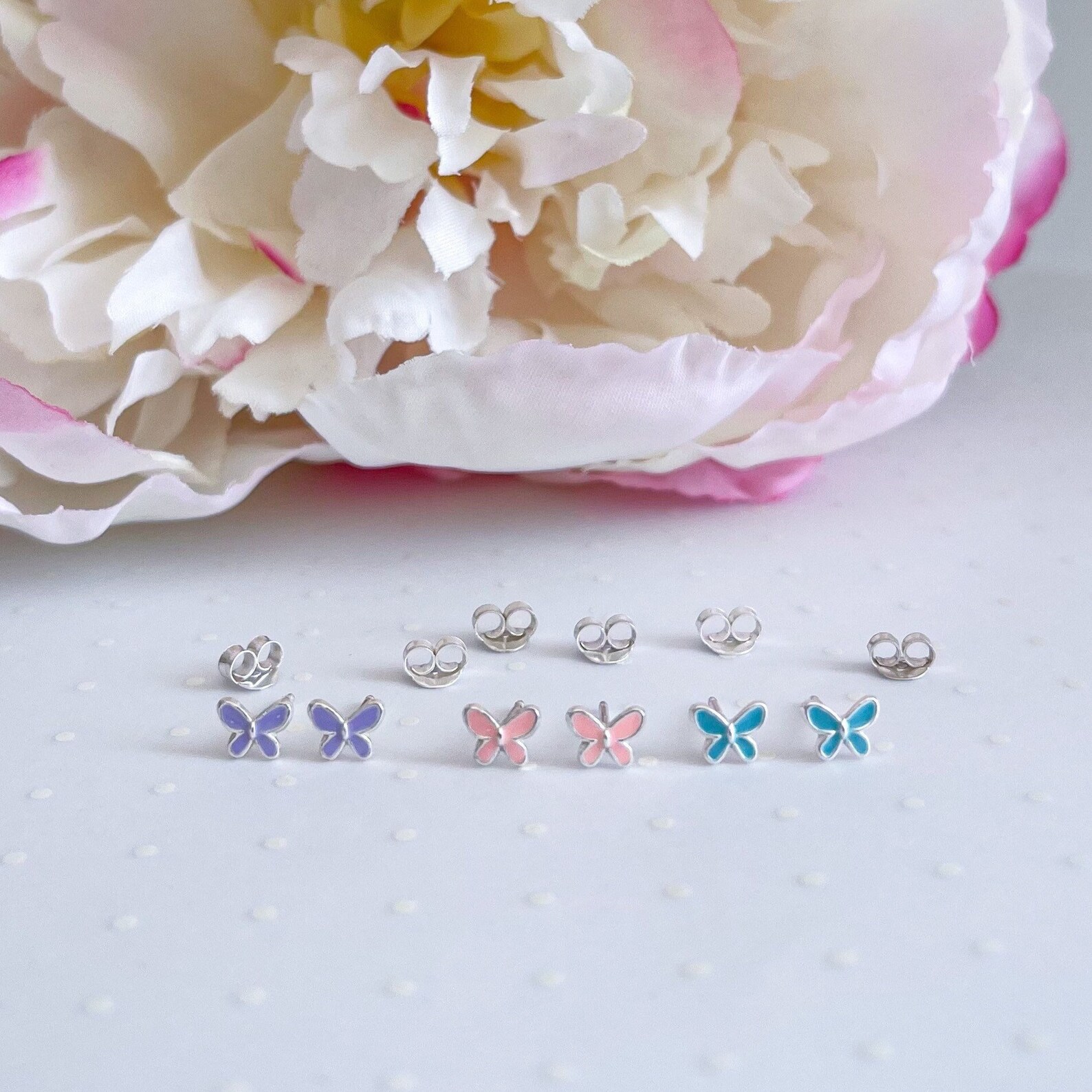 Sterling Silver Tiny Butterfly Stud Earrings Earrings for - Etsy