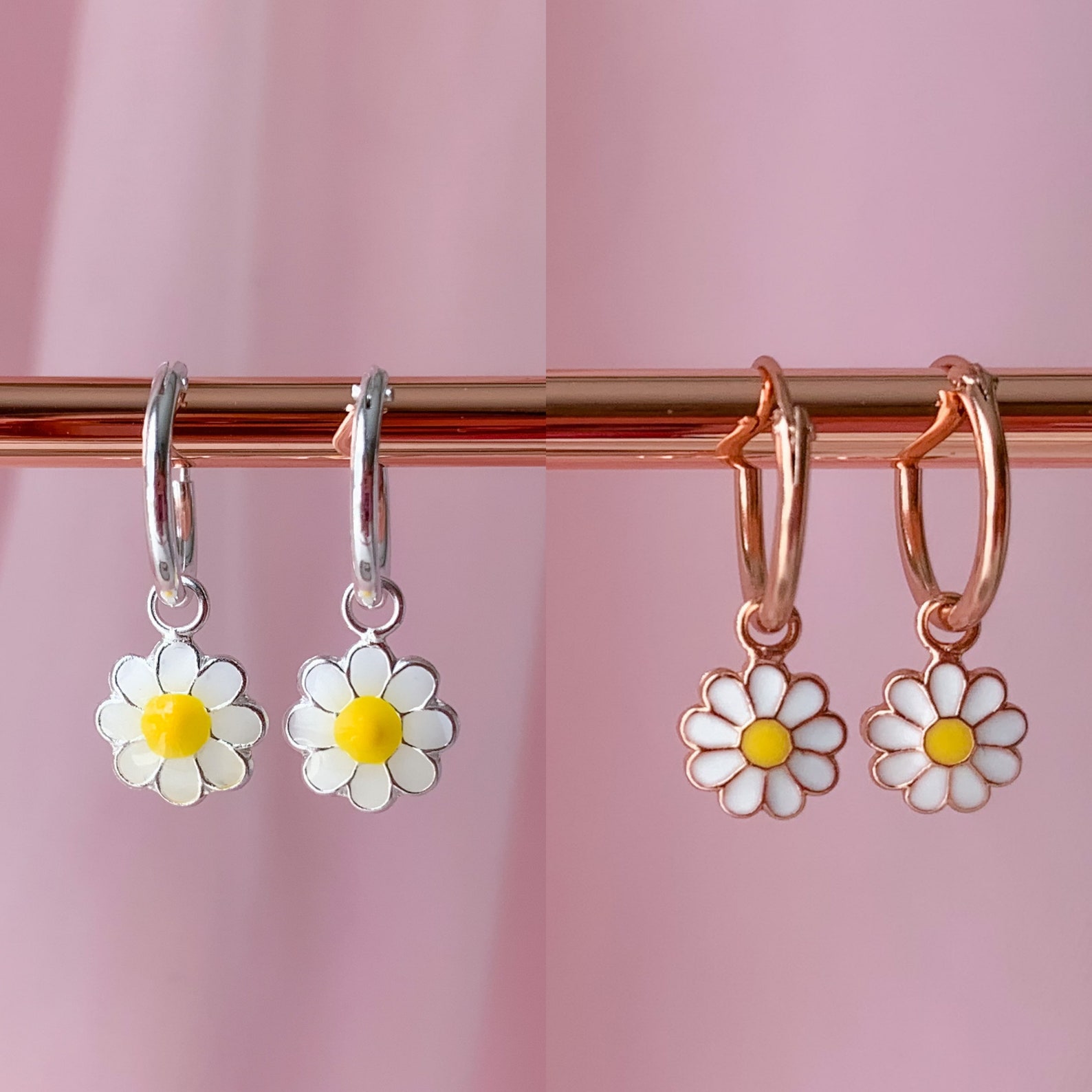 Daisy Hoop Earrings | Young Girl Hoop Earrings | Teens Huggies Earrings ...