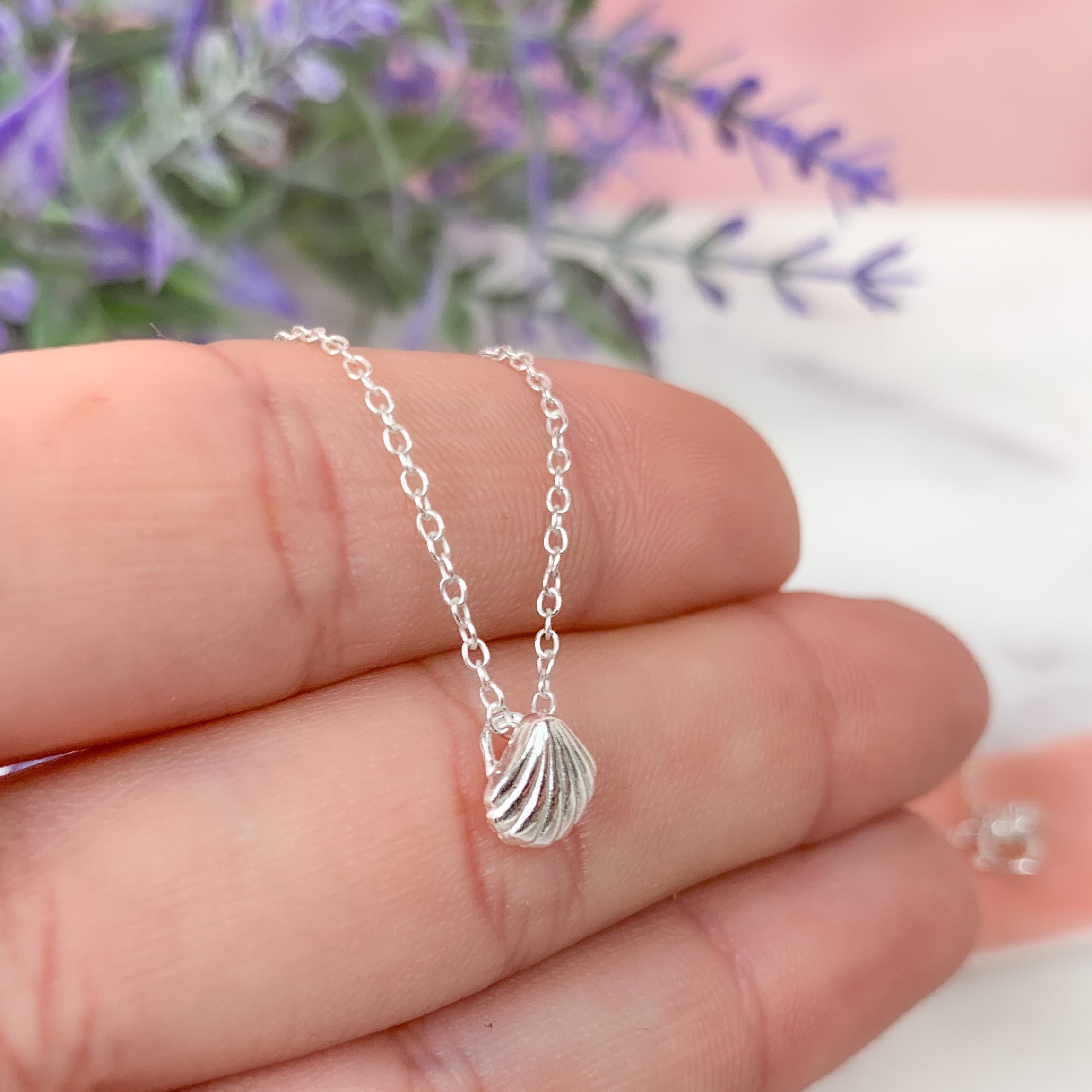 925 Sterling Silver Tiny Mermaid Shell Necklace Small Silver - Etsy