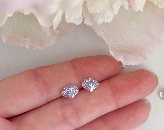 Sterling Silver Scallop Shell Earrings | Little Girl Earrings | Kids ...