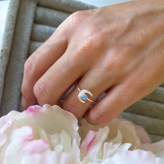Crescent Moon Ring Moon Opal Ring Opal Ring Rings for | Etsy