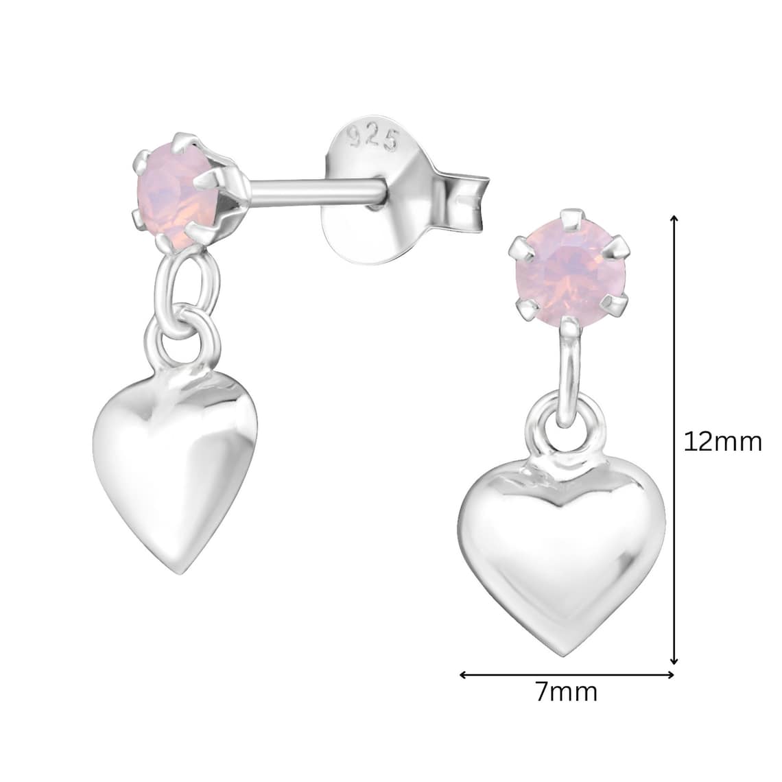 Dangle Heart Earrings in 925 Sterling Silver Girls Earrings - Etsy