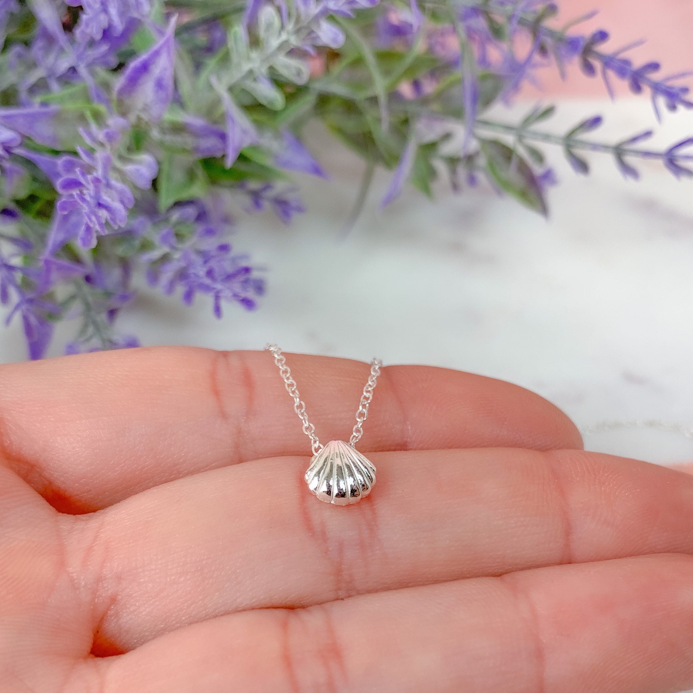 925 Sterling Silver Tiny Mermaid Shell Necklace Small Silver - Etsy