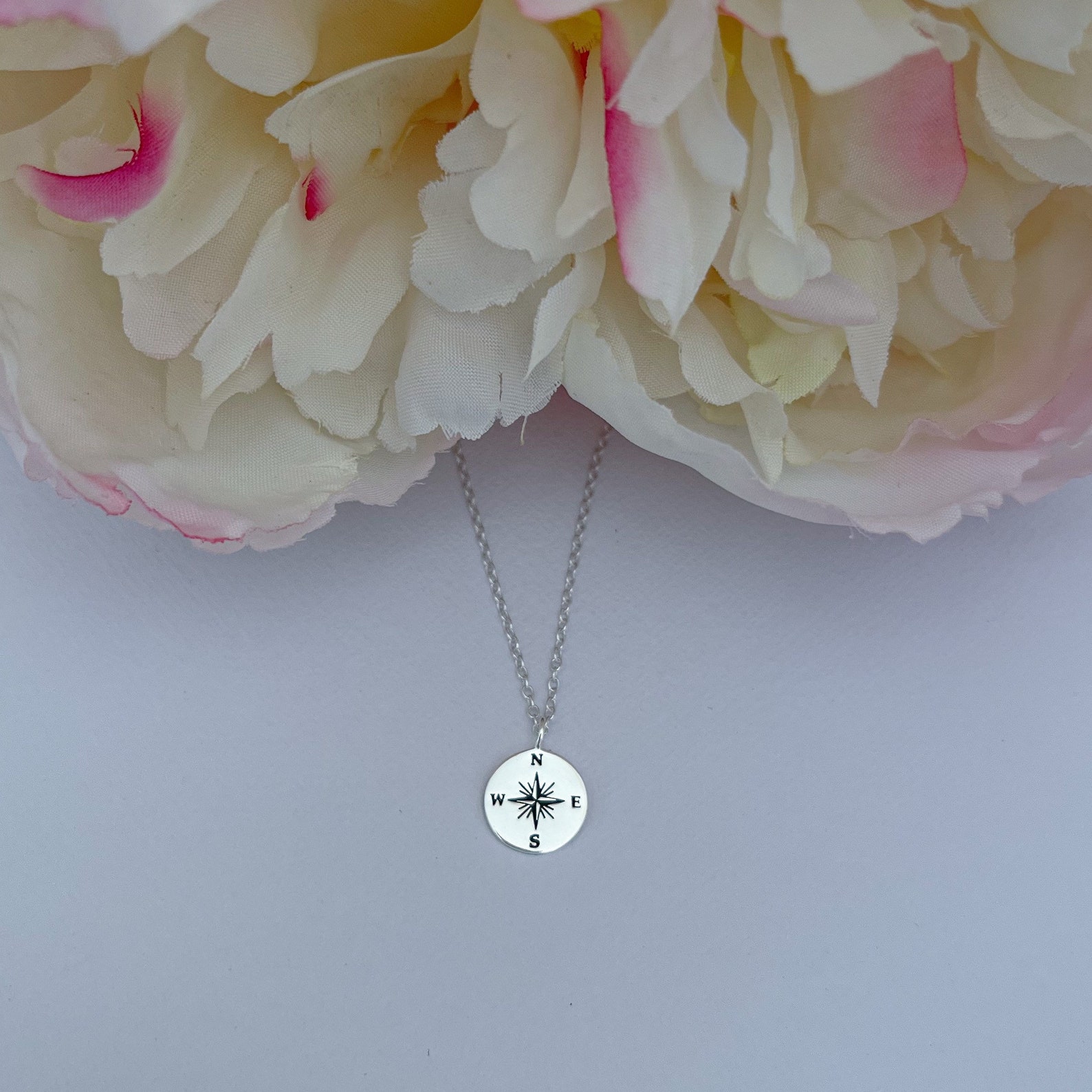 Silver Compass Necklace Silver Compass Pendant Necklace - Etsy