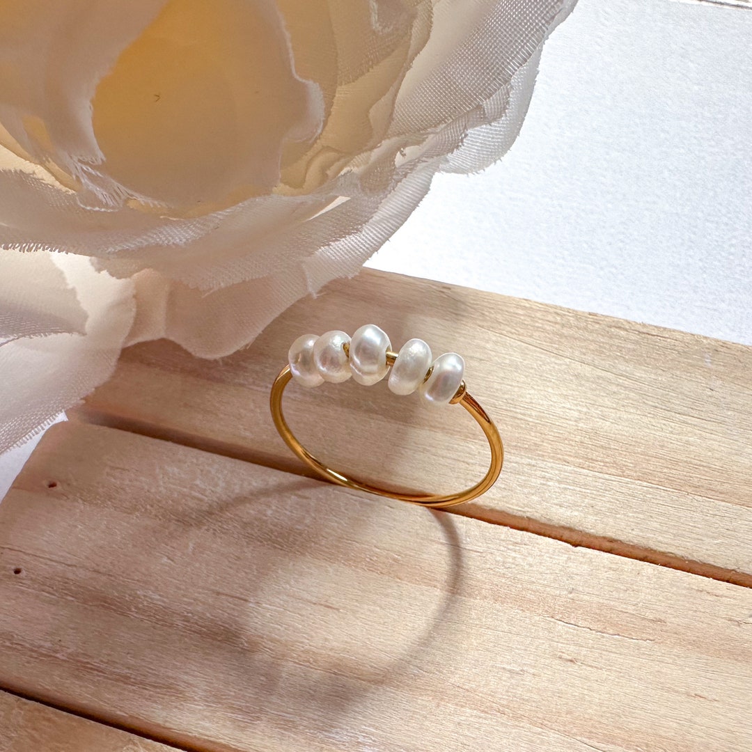 Freshwater Pearls Gold Ring | Never Fade Waterproof Gold Ring | Fidget ...