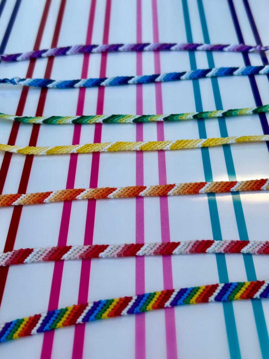 Rainbow Striped Friendship Bracelet Gift for a Friend Candy Stripe ...