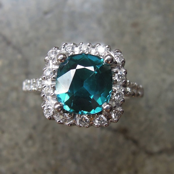 Teal Diamond Ring - Etsy