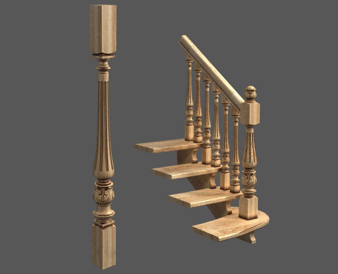 Carved wood balusters for stairs | Etsy