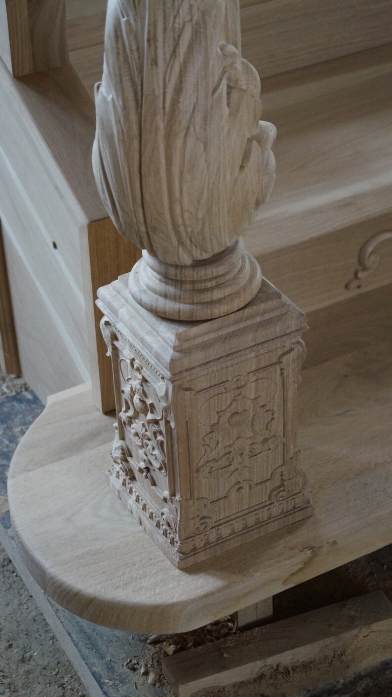 Newel Post. Carved wooden post for stairs. | Etsy