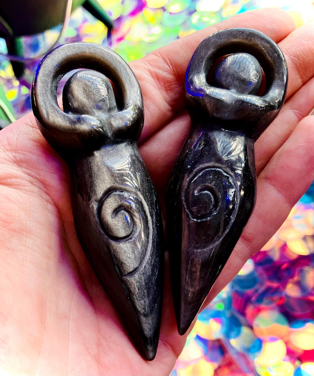 Golden Obsidian Gaia Altar Statue, Mother Goddess, Talisman, Protection ...