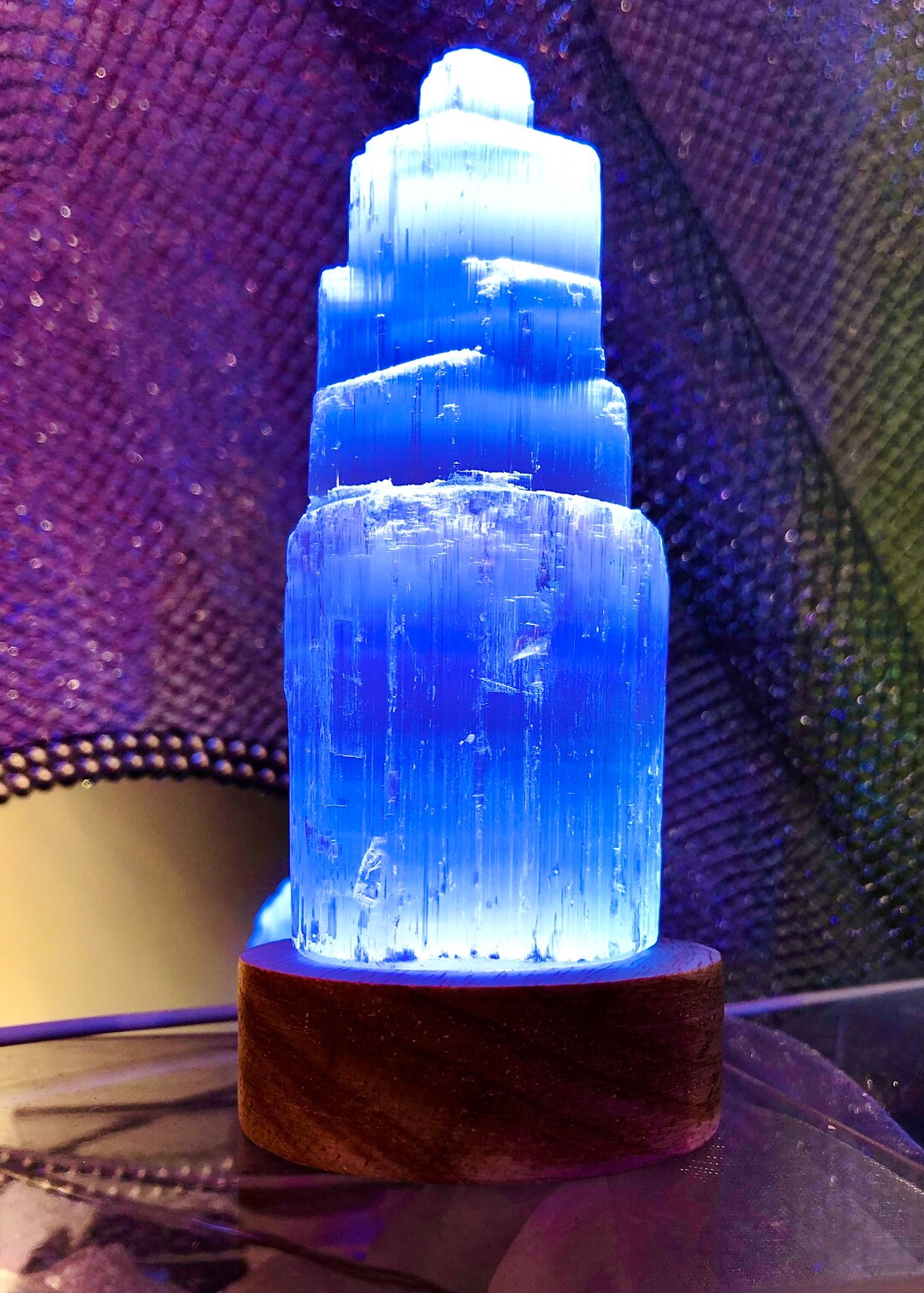 Mystical and Soothing Selenite Waterfall USB Lamp With Remote Control ...