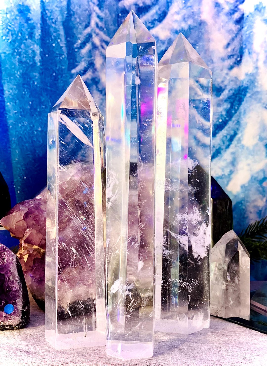 Giant Point Prism Obelisk Glass Sacred Geometry Witchy Decoration Altar ...
