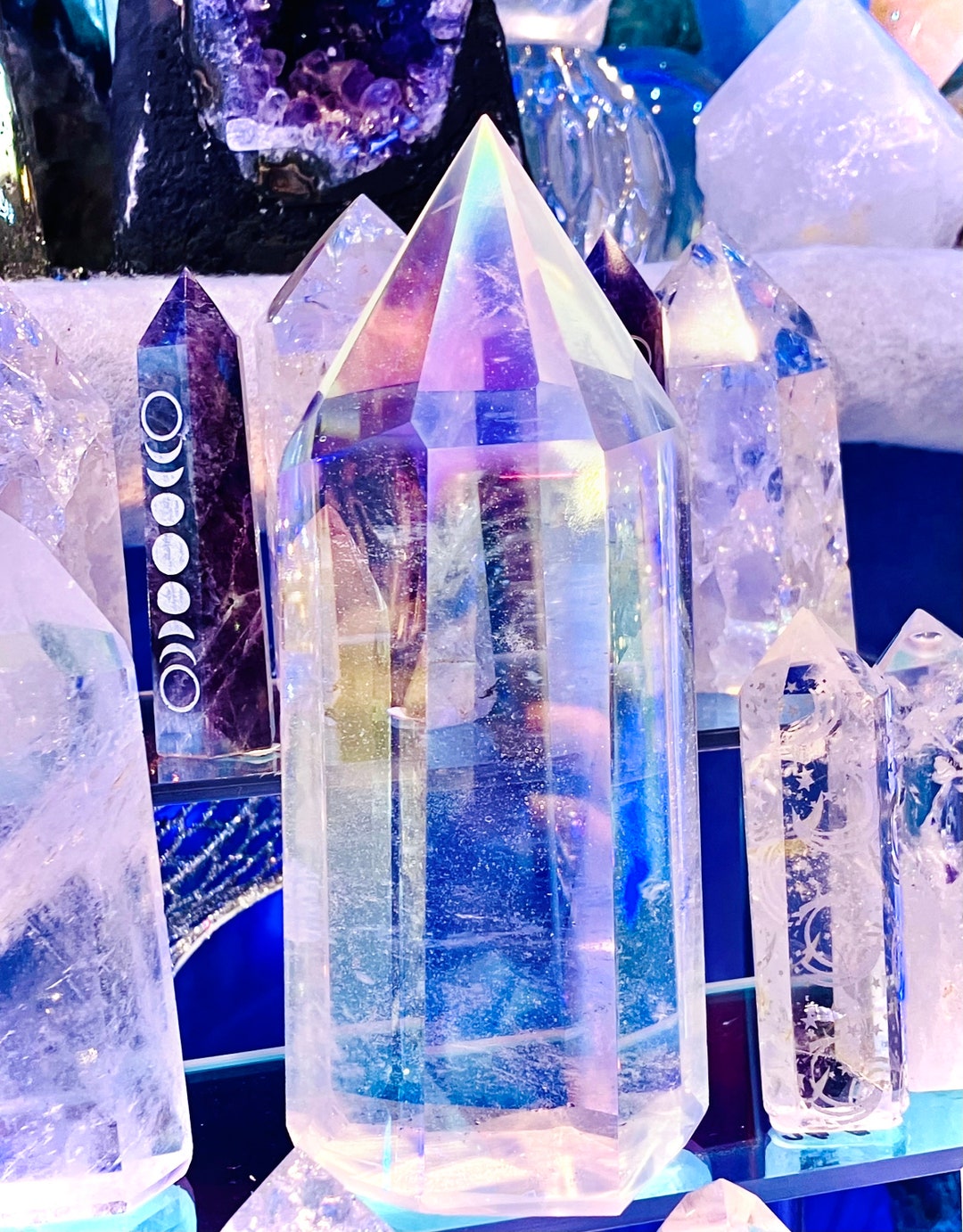 Giant Tip Obelisk Glass Aura Sacred Geometry Decoration Witchy Fairy ...
