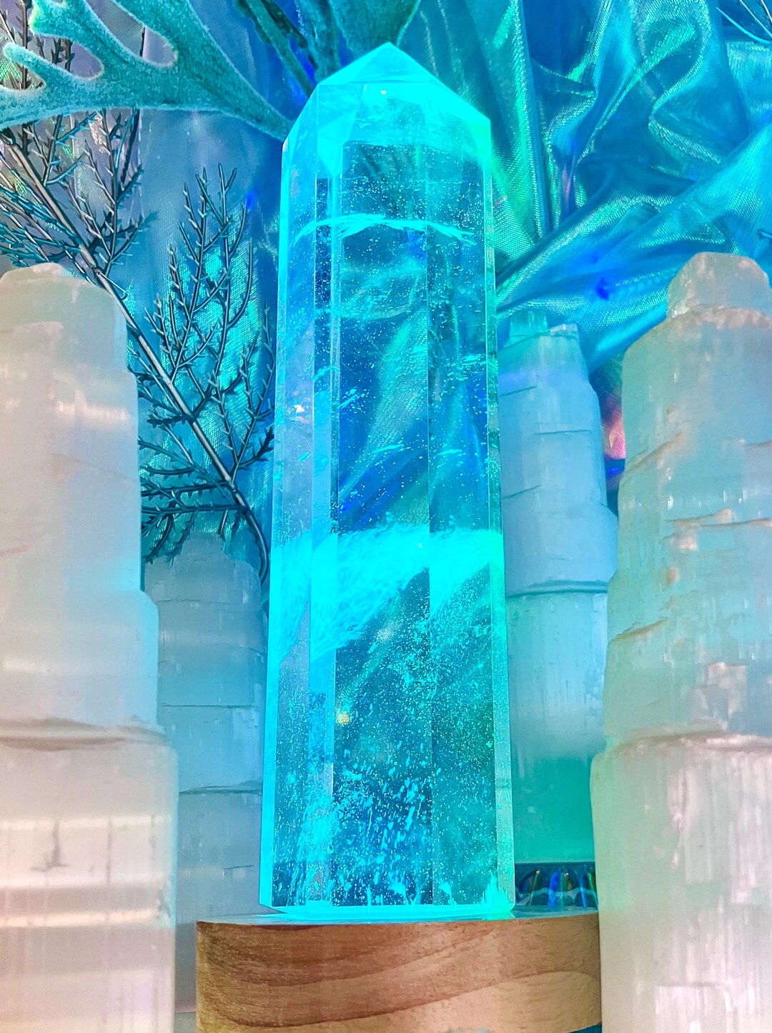 Glass Obelisk Tip Lamp Aura Angel Fairy Soothing Witch Altar Decoration ...