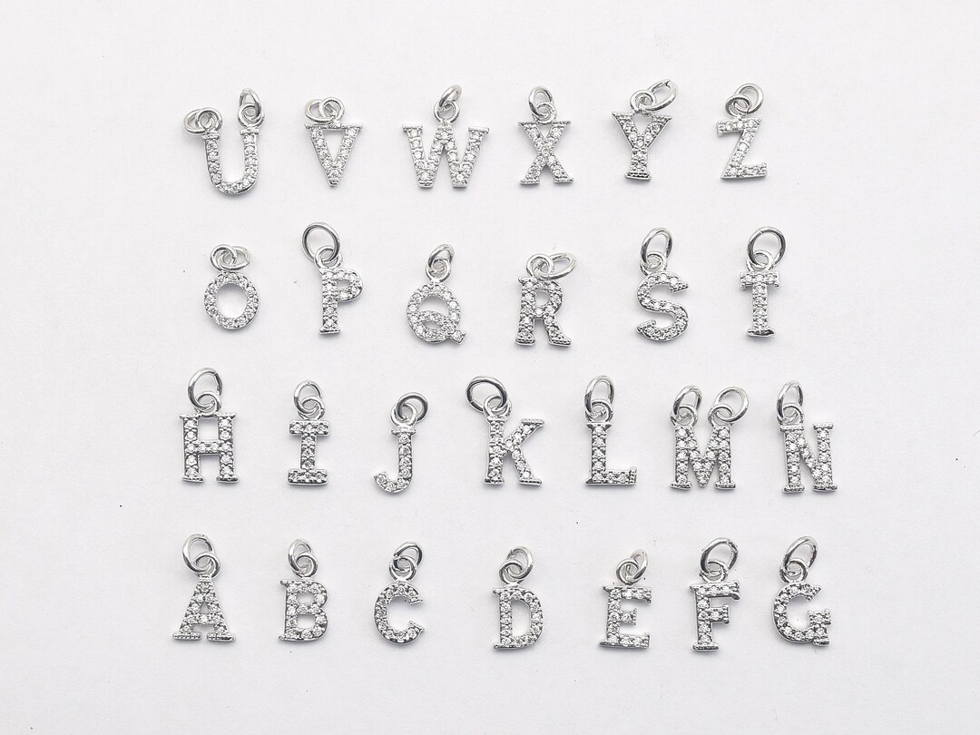 Small Silver Alphabet Letter Charms With CZ Rhinestones (8-9mm) - Etsy