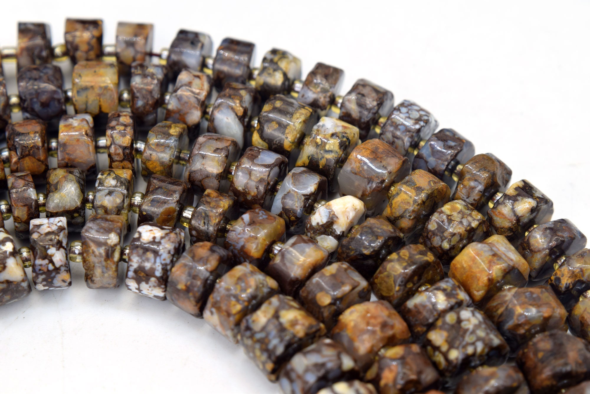 Brown Snowflake Jasper Wheel, Heishi, Disc Shape Gemstone Bead Strand ...